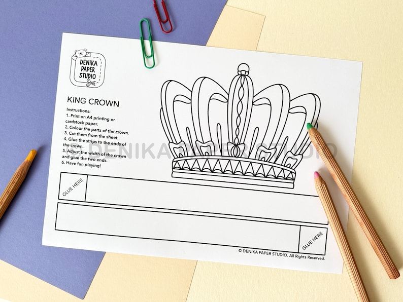 King Paper Crown Prince Colouring Printable Kids Craft Costume DIY ...