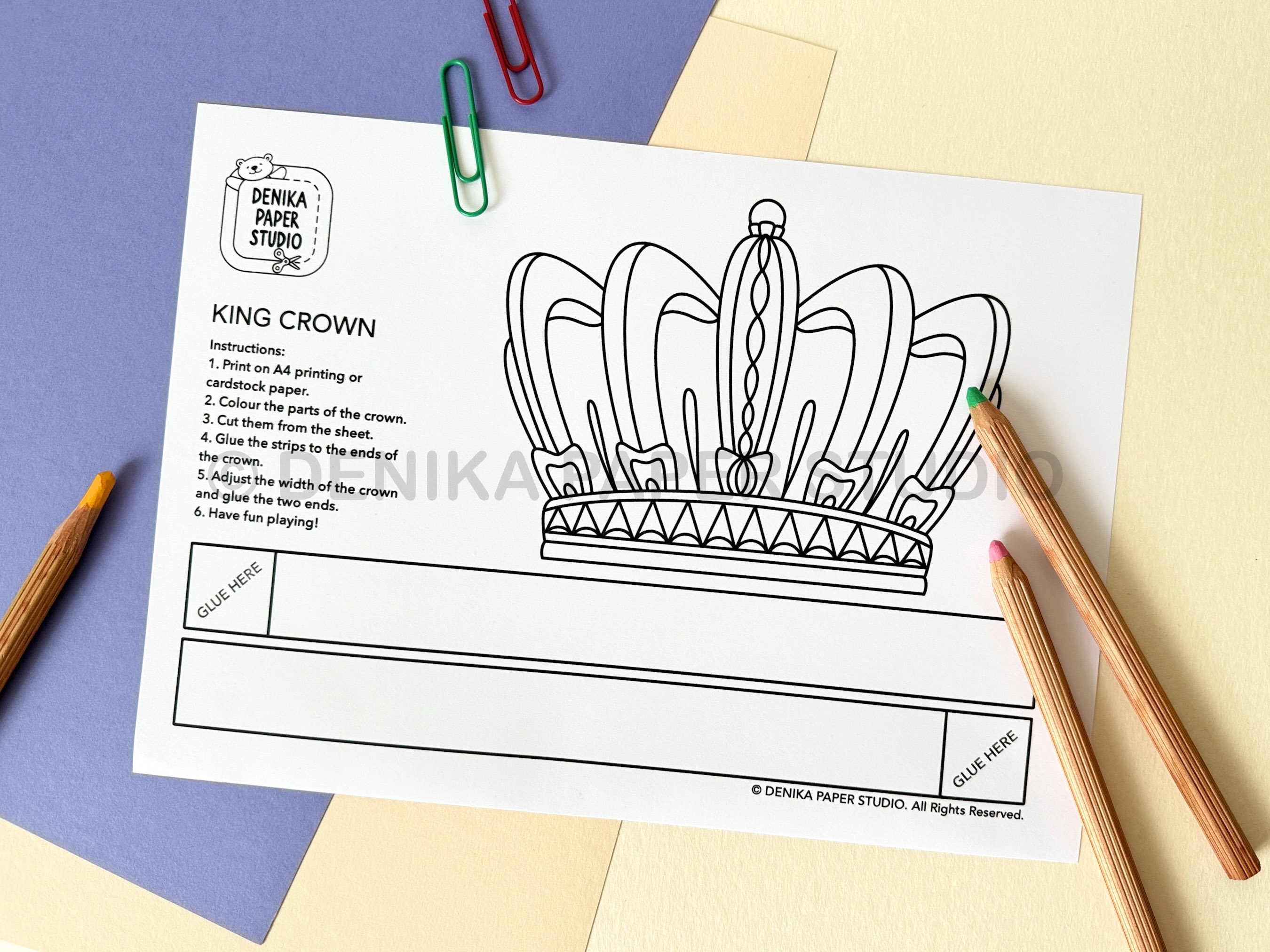 King Paper Crown Prince Colouring Printable Kids Craft Costume DIY ...