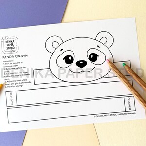 Panda Paper Crown Forest Animal Colouring Printable Kids Craft Costume ...