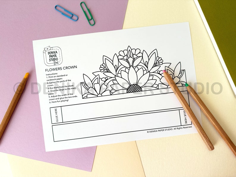 Flower Paper Crown Fairy Colouring Printable Kids Craft Costume DIY ...