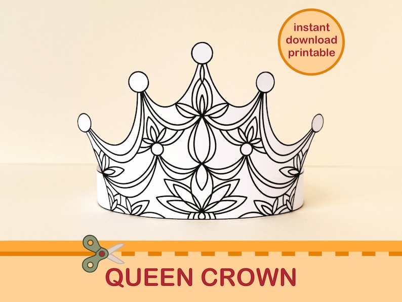 Queen Crown Princess Colouring Printable Kids Paper Craft Princess ...