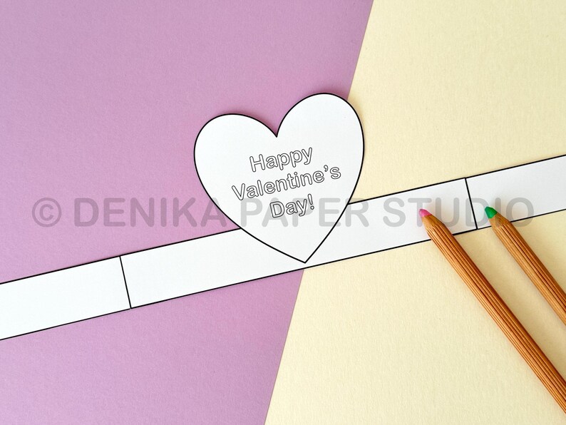Valentine Paper Crown Heart Colouring Printable Kids Craft DIY ...