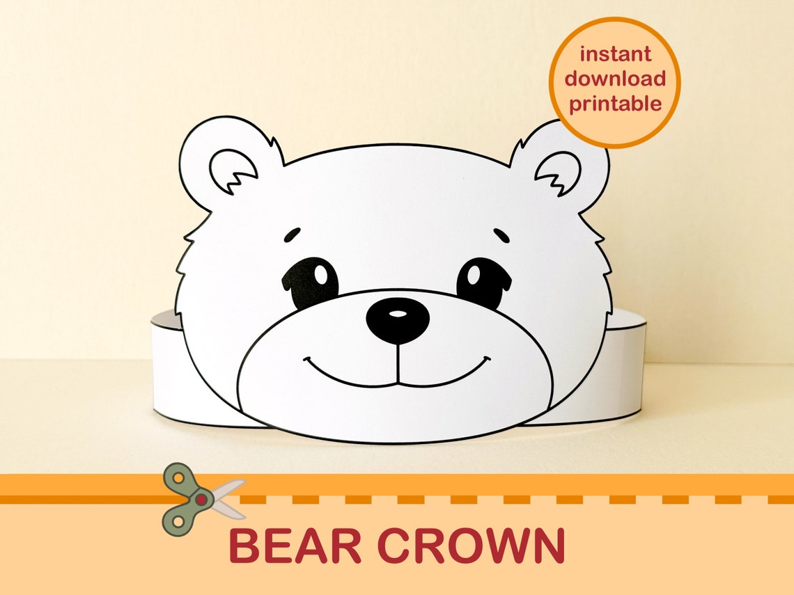 Bear Paper Crown Forest Animal Colouring Printable Kids Craft Costume ...