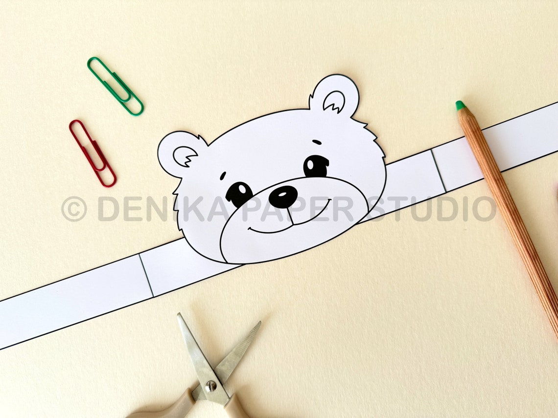 Bear Paper Crown Forest Animal Colouring Printable Kids Craft Costume ...