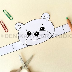 Bear Paper Crown Forest Animal Colouring Printable Kids Craft Costume ...