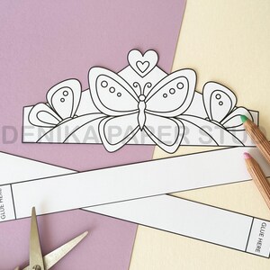 Butterfly Paper Crown Fairy Colouring Printable Kids Craft Costume DIY ...