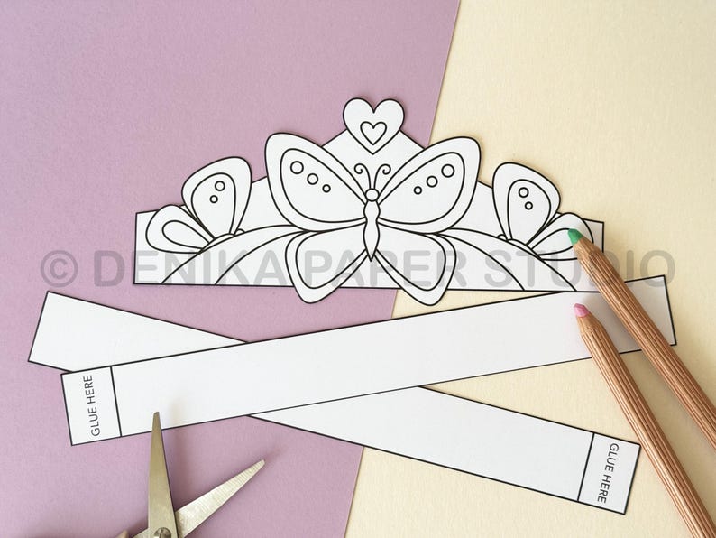 Butterfly Paper Crown Fairy Colouring Printable Kids Craft Costume DIY ...