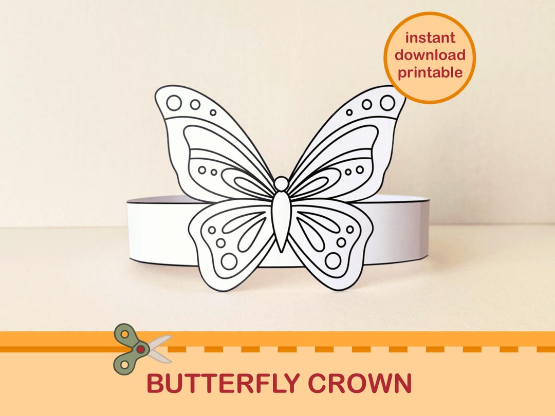 Butterfly Paper Crown Fairy Colouring Printable Kids Craft Costume DIY ...