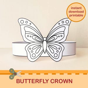 Butterfly Paper Crown Fairy Colouring Printable Kids Craft Costume DIY ...