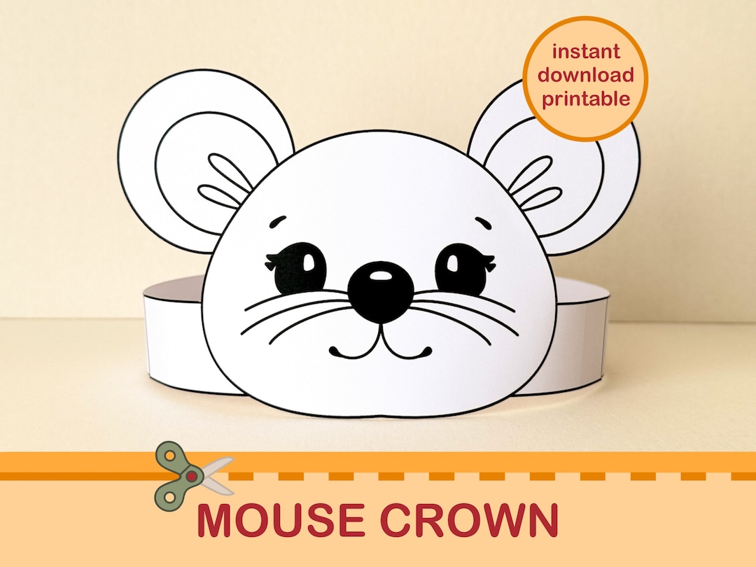 Mouse Paper Crown Cute Animal Colouring Printable Kids Woodland Costume ...