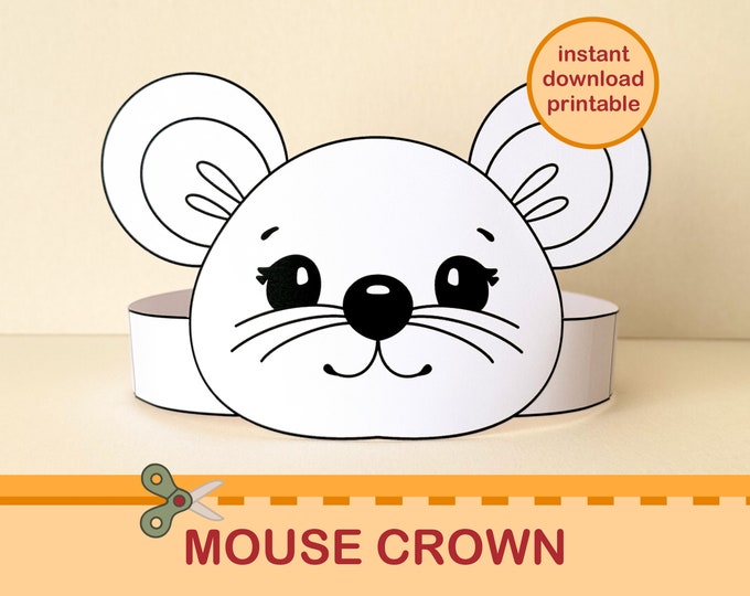 Mouse Paper Crown Printable - Etsy Canada