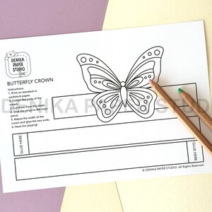 Butterfly Paper Crown Fairy Colouring Printable Kids Craft Costume DIY ...