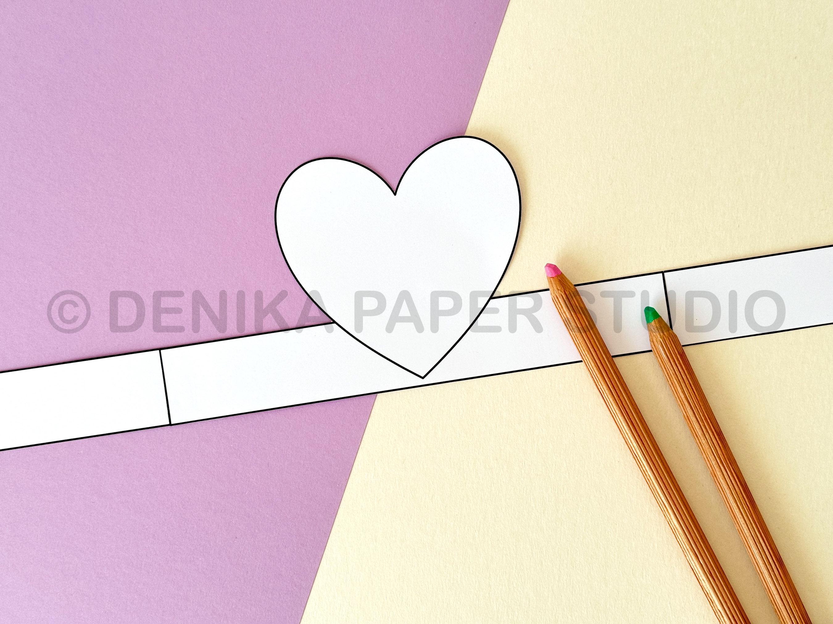 Heart Paper Crown Colouring Printable Kids Craft Valentine DIY Headband ...
