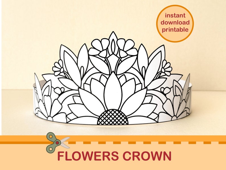 Flower Paper Crown Fairy Colouring Printable Kids Craft Costume DIY ...