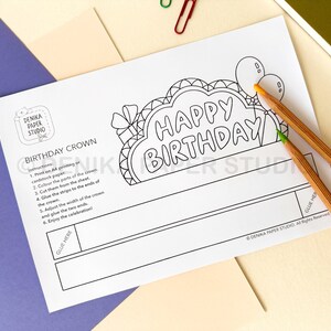 Birthday Paper Crown Colouring Printable Kids Craft Celebration Costume ...
