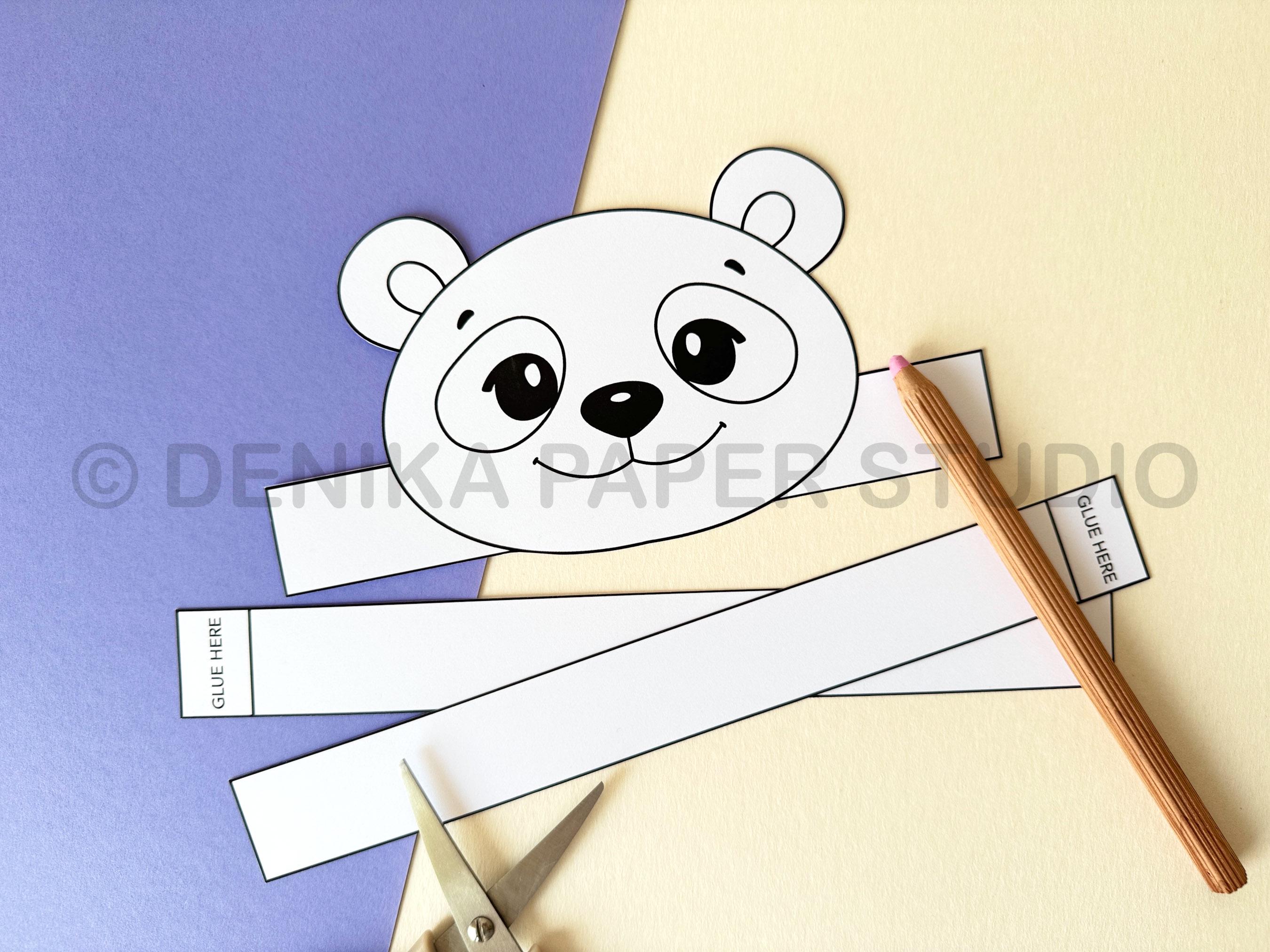 Panda Paper Crown Forest Animal Colouring Printable Kids Craft Costume ...