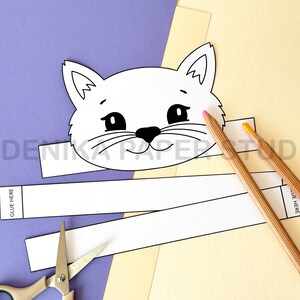 Cat Paper Crown Cute Kitty Colouring Printable Kids Craft Costume DIY ...