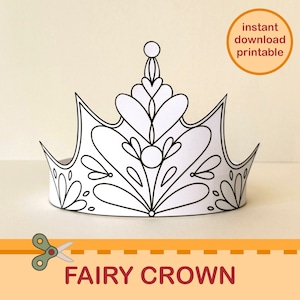 Fairy Paper Crown Princess Colouring Printable Kids Craft Queen Costume ...