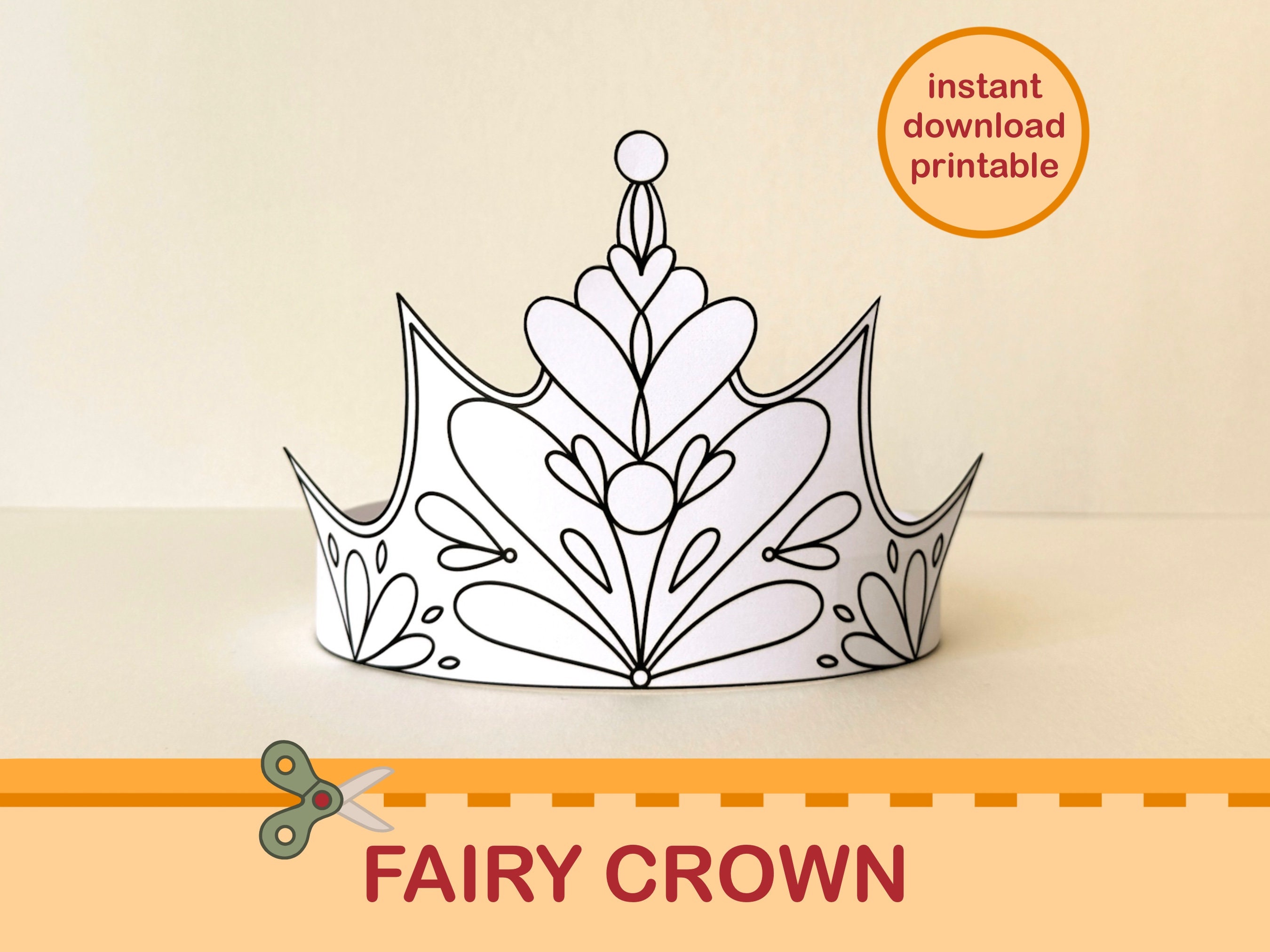 Fairy Paper Crown Princess Colouring Printable Kids Craft Queen Costume ...