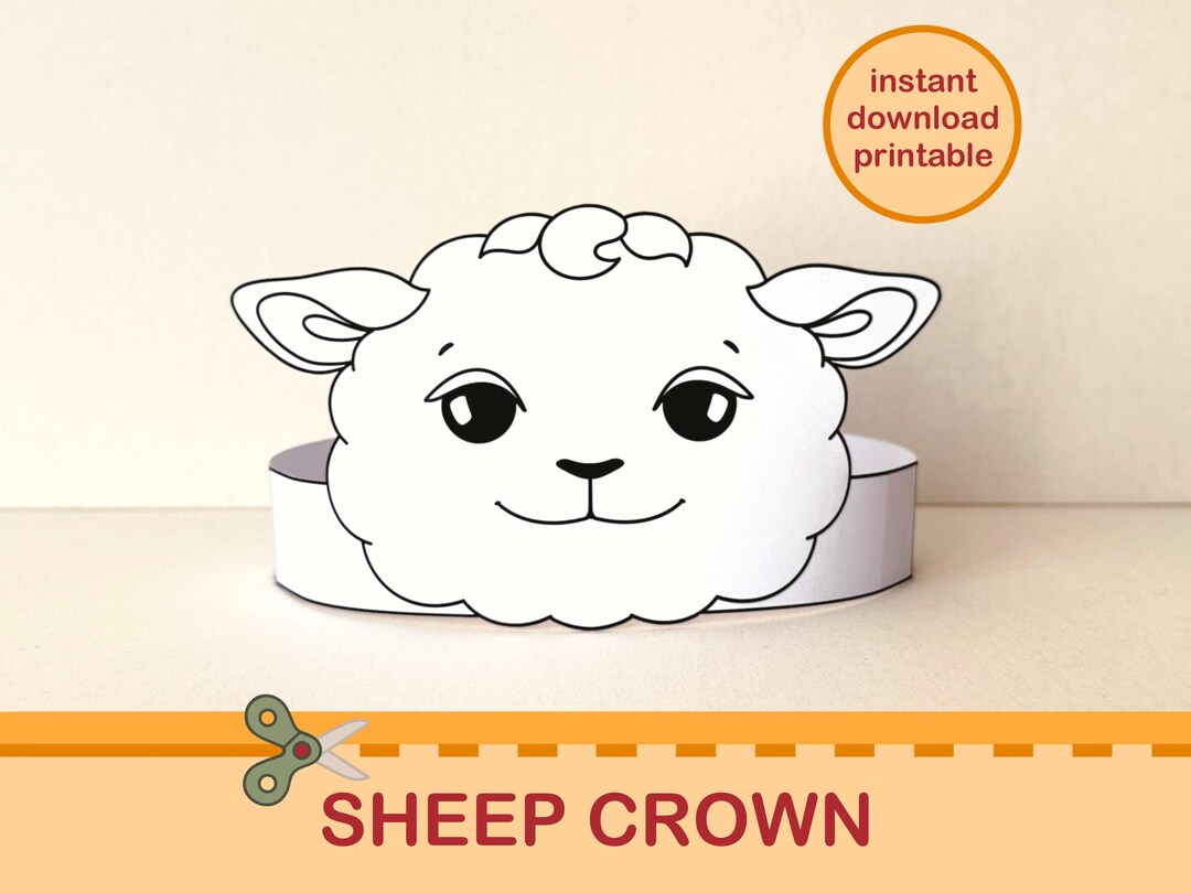 Sheep Paper Crown Farm Animal Colouring Printable Kids Craft Costume ...