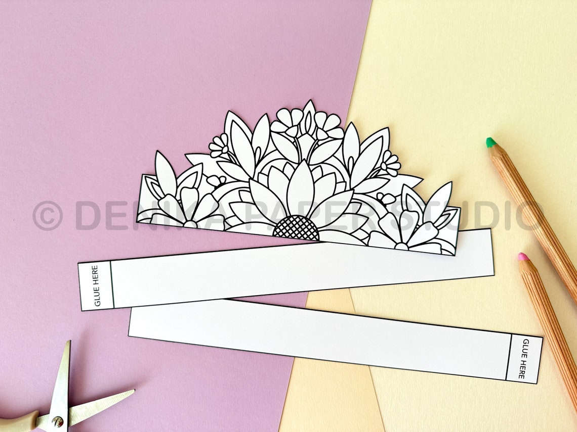 Flower Paper Crown Fairy Colouring Printable Kids Craft Costume DIY ...