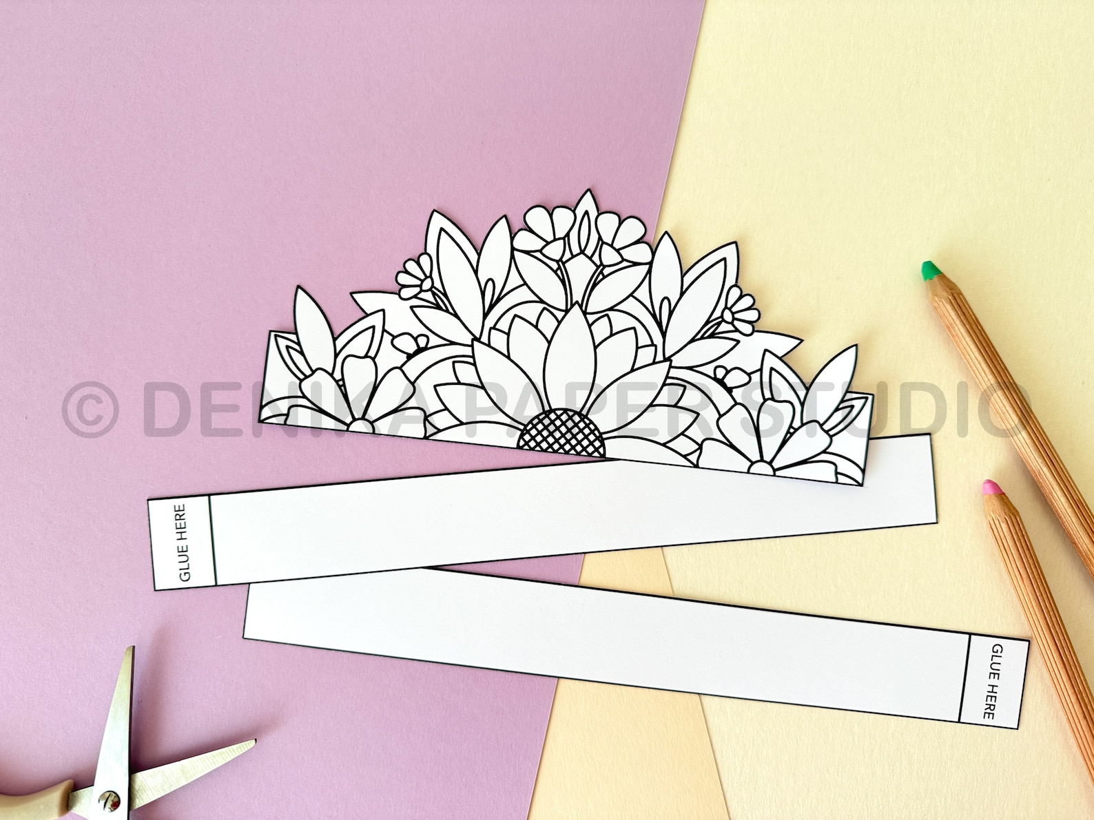 Flower Paper Crown Fairy Colouring Printable Kids Craft Costume DIY ...