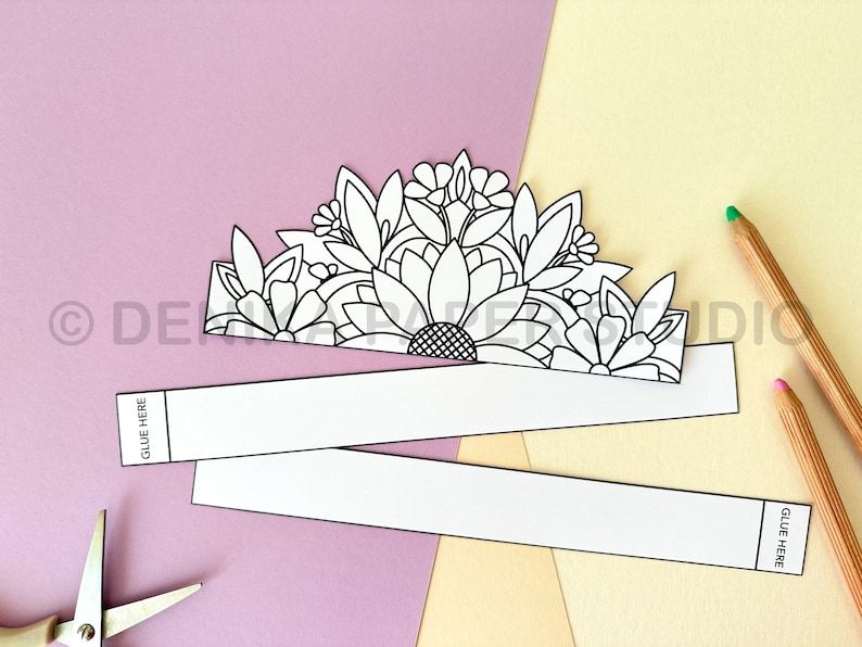 Flower Paper Crown Fairy Colouring Printable Kids Craft Costume DIY ...
