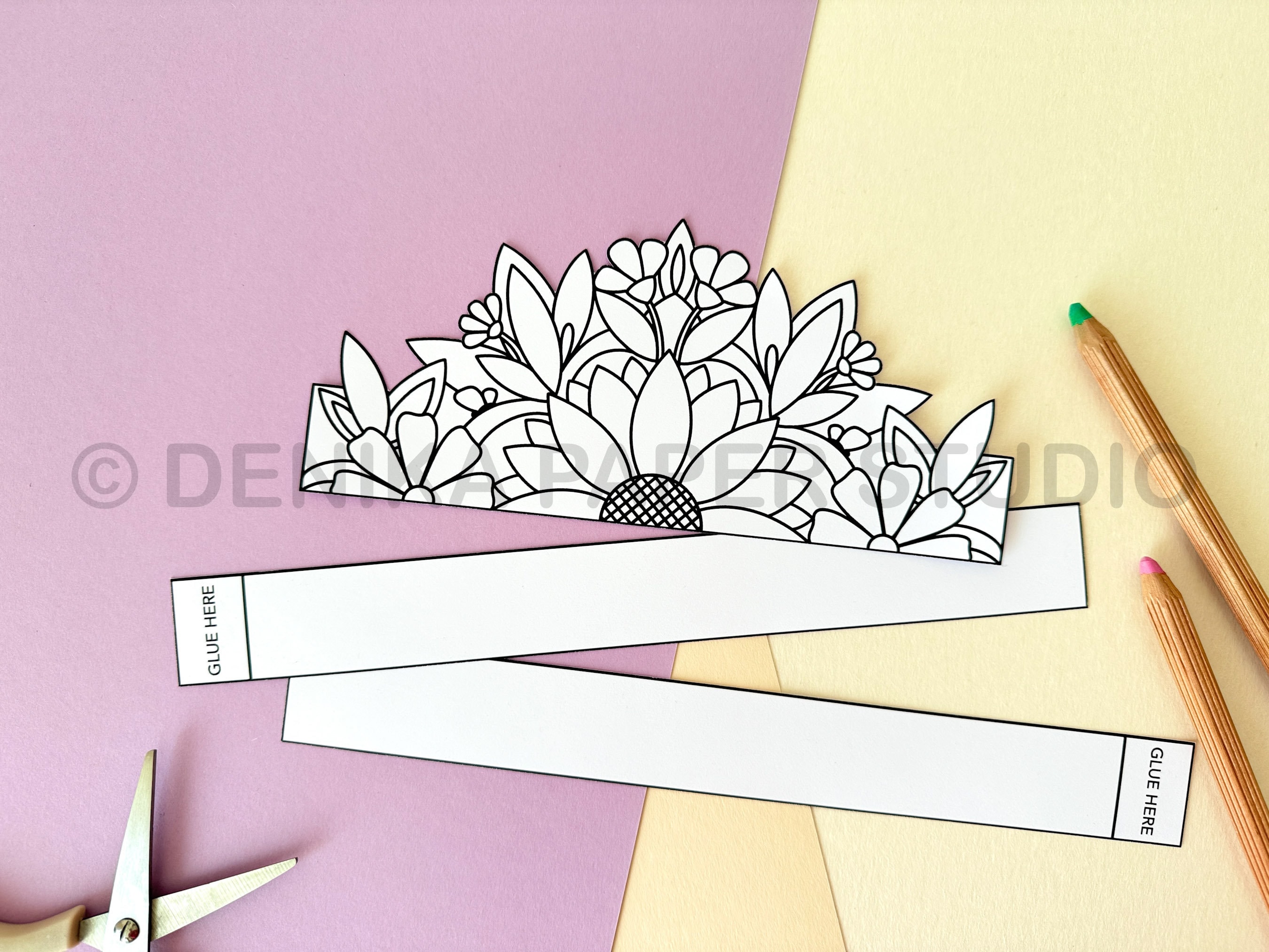Flower Paper Crown Fairy Colouring Printable Kids Craft Costume DIY ...