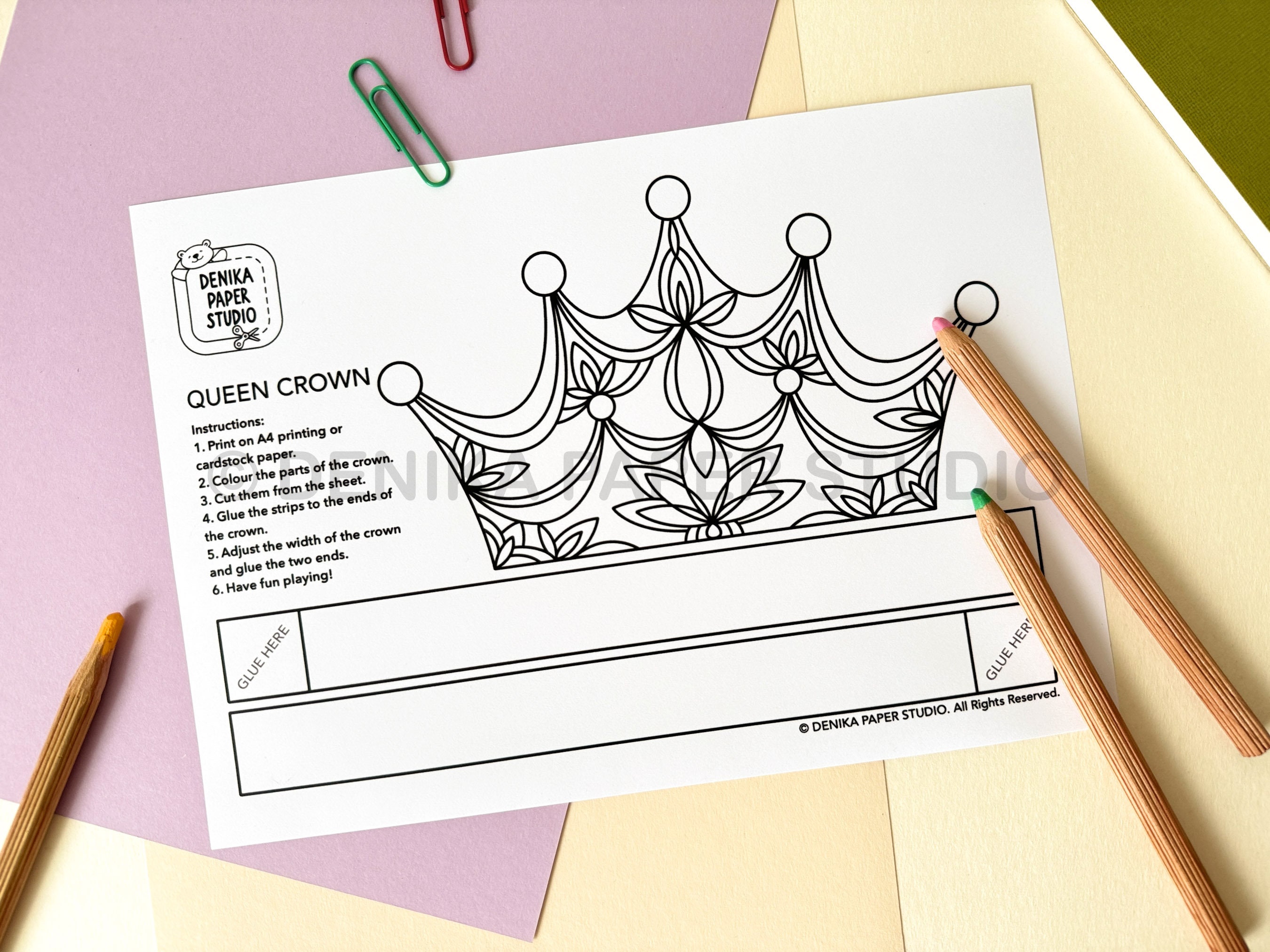Princess Crown Crown Colouring Printable Kids Paper Craft Fairy Costume ...