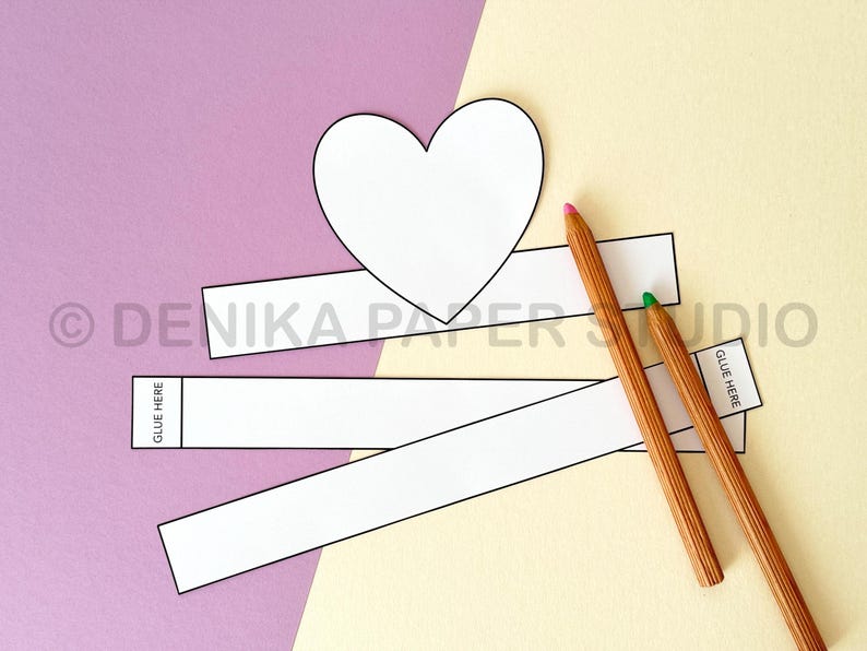 Heart Paper Crown Colouring Printable Kids Craft Valentine DIY Headband ...
