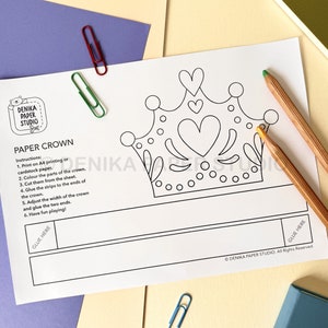 Paper Crown Princess Colouring Printable Kids Craft Queen Costume DIY ...