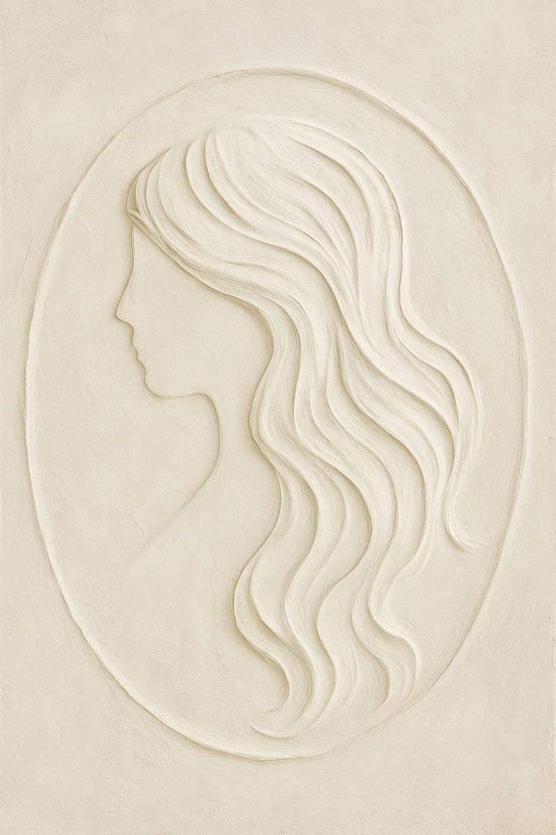 Textured Plaster Cameo Portrait | Modern Minimalist Feminine Silhouette ...