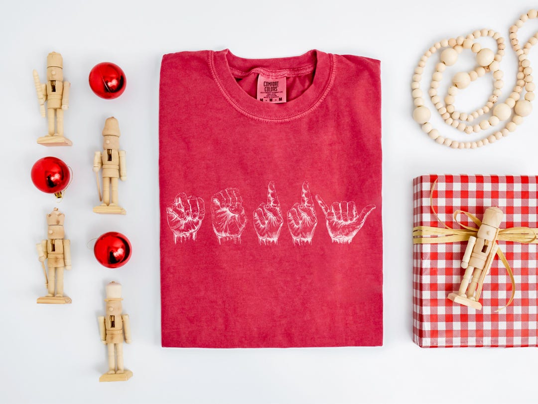 ASL Sign Language MERRY Christmas Comfort Colors Tee, SLP Shirt, Deaf ...