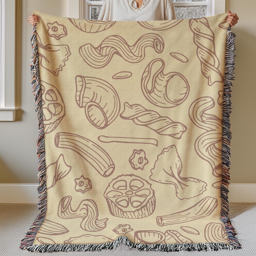 Pasta Lover Gift, Pasta Woven Blanket, Kitschy Apartment Decor, Italian ...