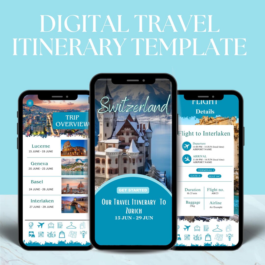 Digital Travel Itinerary Template,mobile Switzerland Travel Guide,canva ...