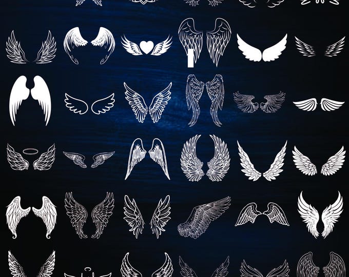 Angel Wings Svg Bundle,wings Outline,in Memory Svg,angel in Heaven Svg ...