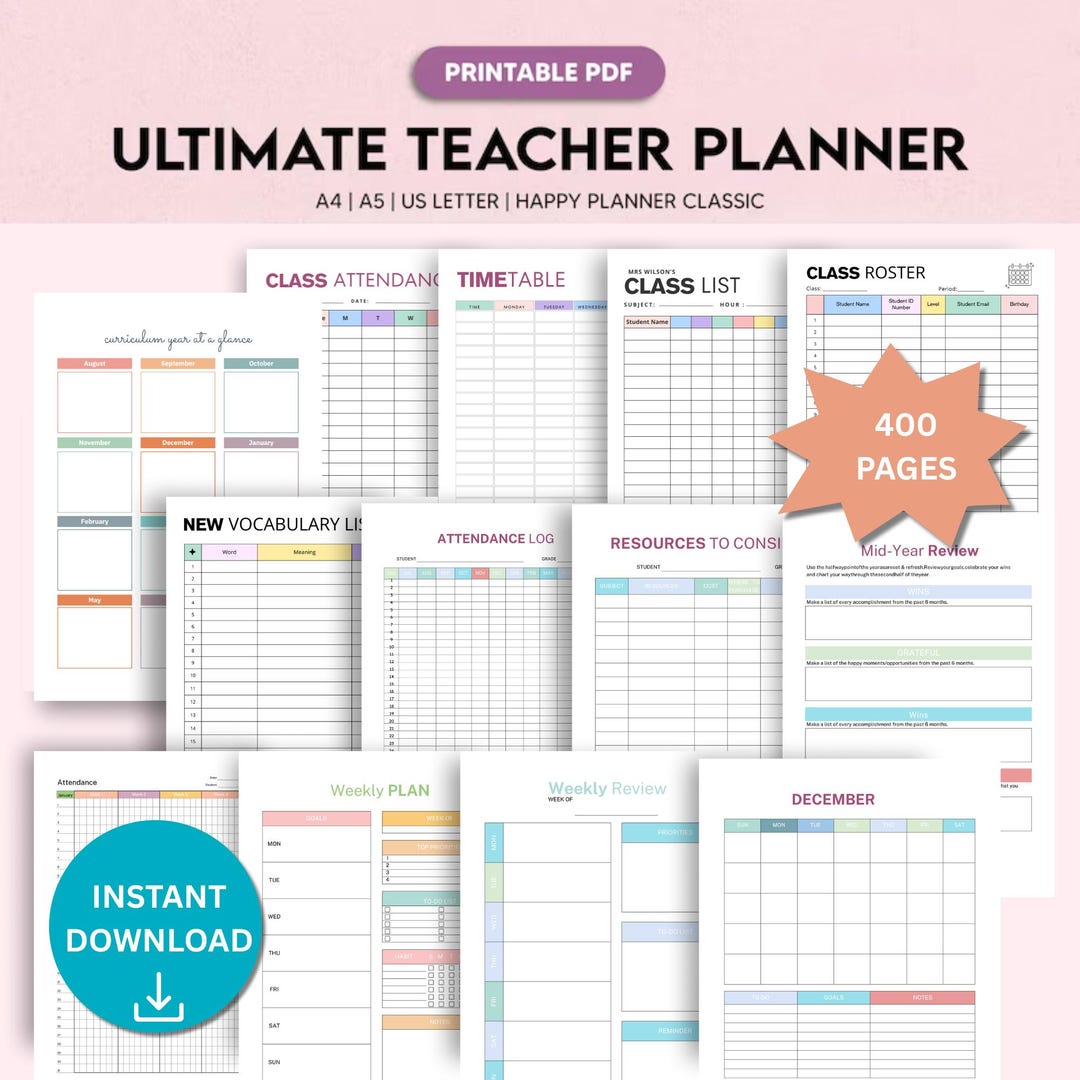 All-in-one Teacher Planner|daily Weekly Monthly Printable|digital ...