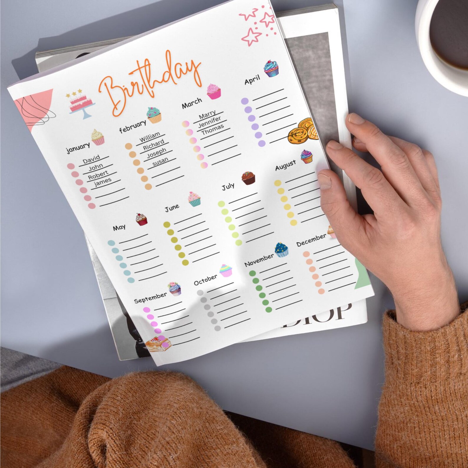 Birthday Tracker Printable Template, Birthday Planner Printable ...