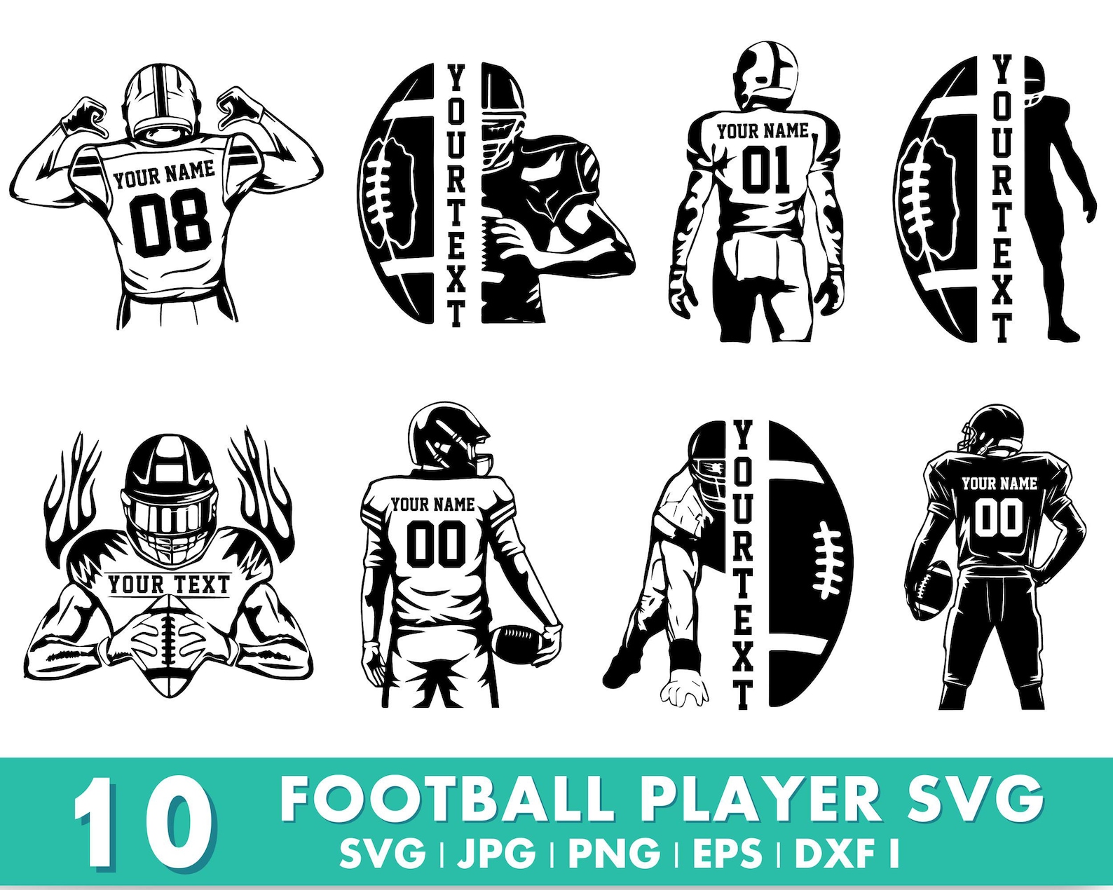 Custom Football Player Svg,football Svg,football Player Svg,football ...