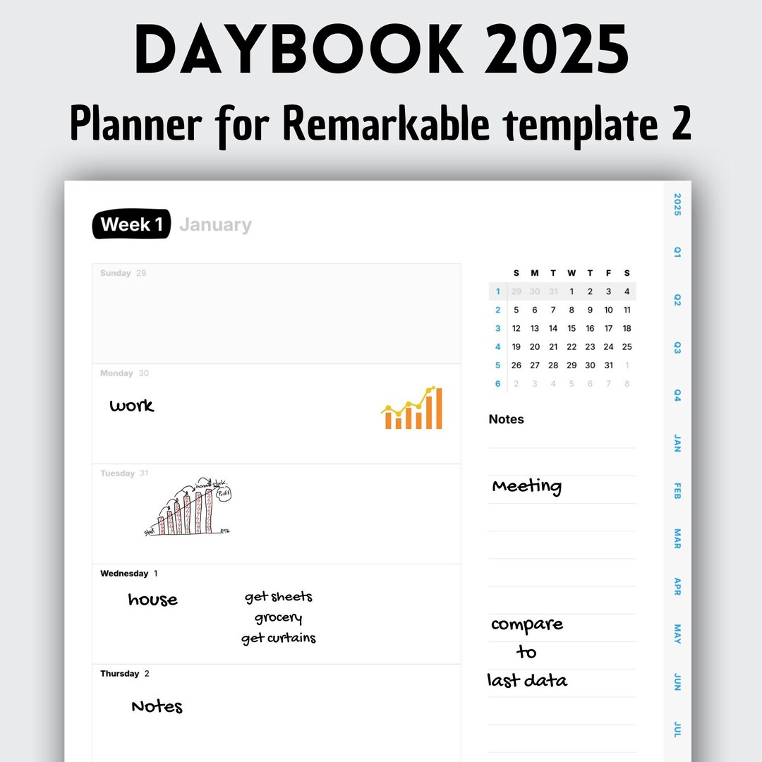 Remarkable Template 2,remarkable Template,remarkable 2,daybook Planner ...