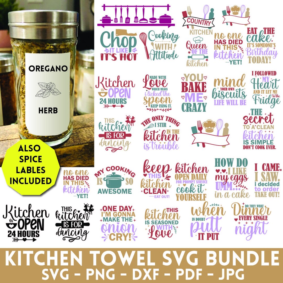 Kitchen Svg Bundle, Funny Kitchen Sign Svg, Baking Svg, Kitchen Towel ...