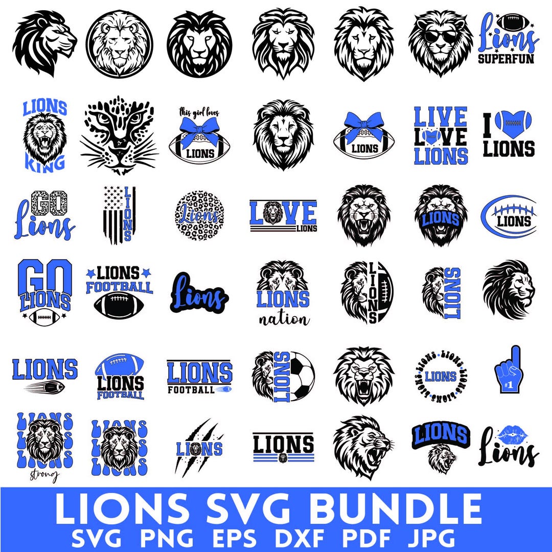 Lions SVG, 45 Lions SVG Bundle, Lions Cutfile, Lions Svg Cricut, Lions ...