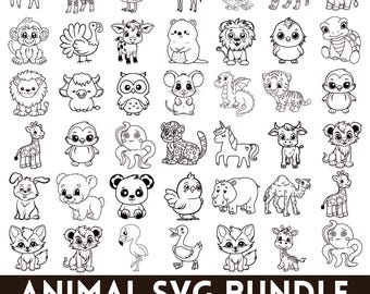 Animals Outline Svg,safari Animals Png,cute African Jungle Animal ...