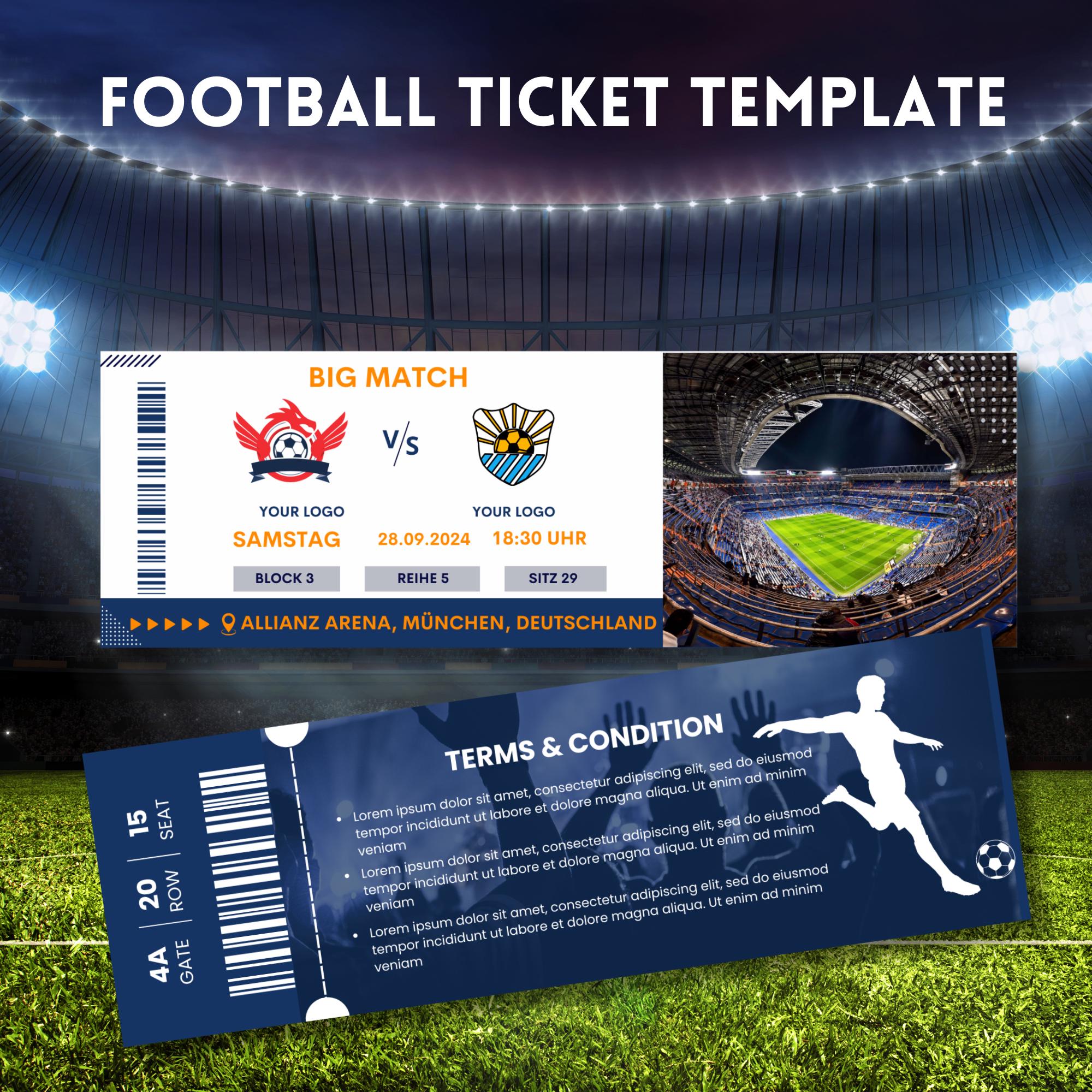 Football Lovers Gift, Customized Football Ticket, Printable Soccer ...