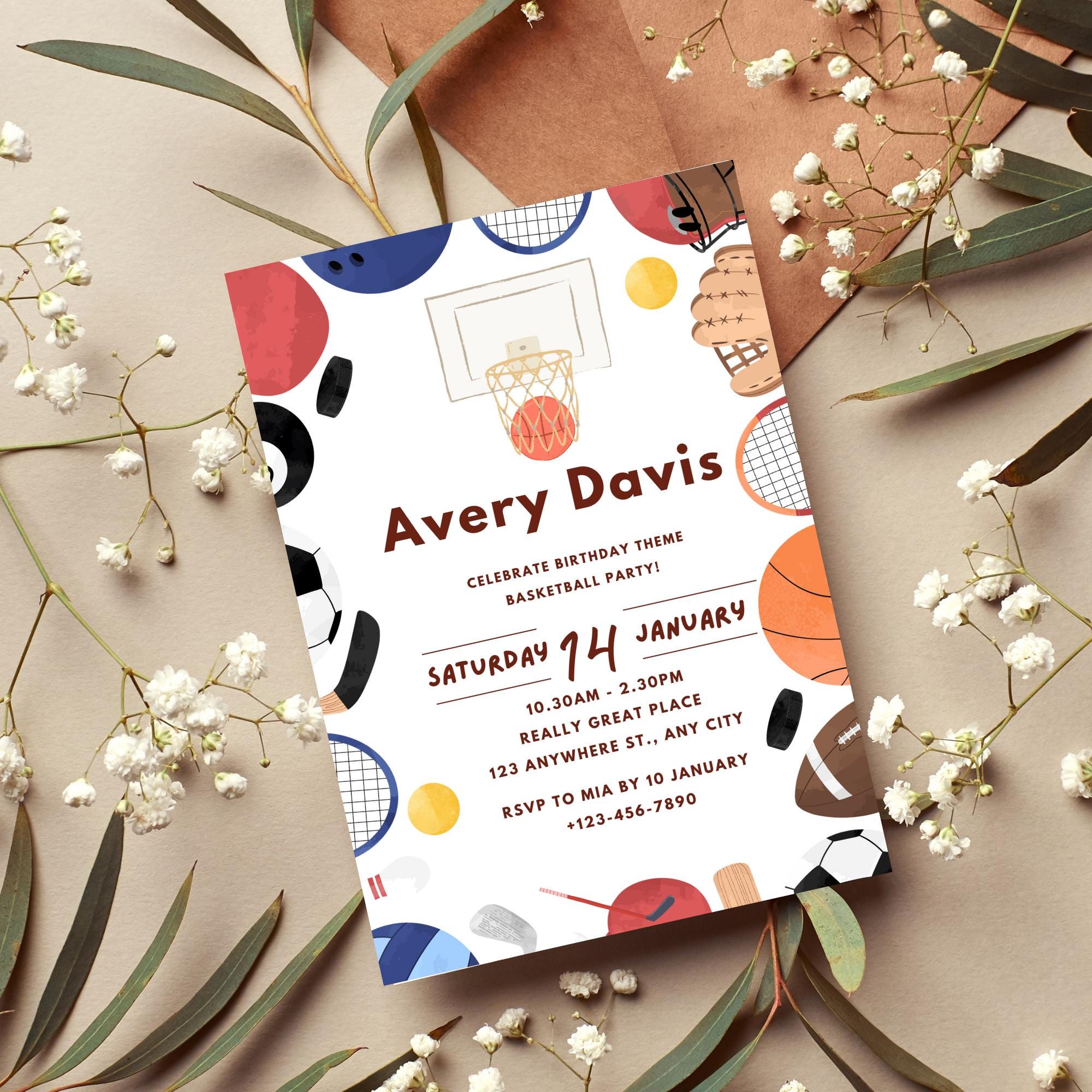 Editable Sports Invitation, Sports Birthday Invitation, Printable ...