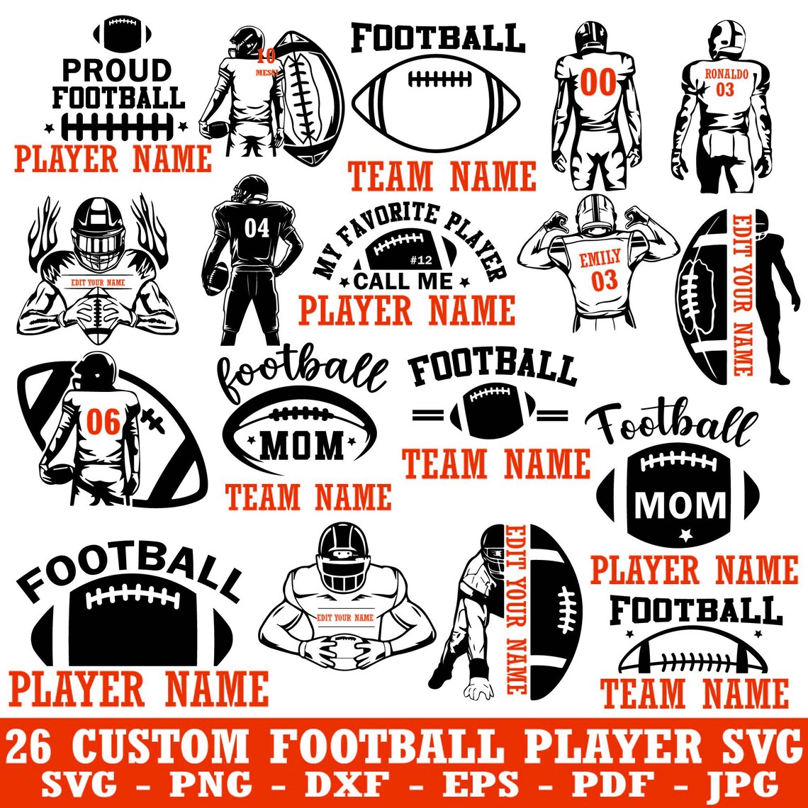 Custom Football Player Svg,football Svg,football Player Svg,football ...