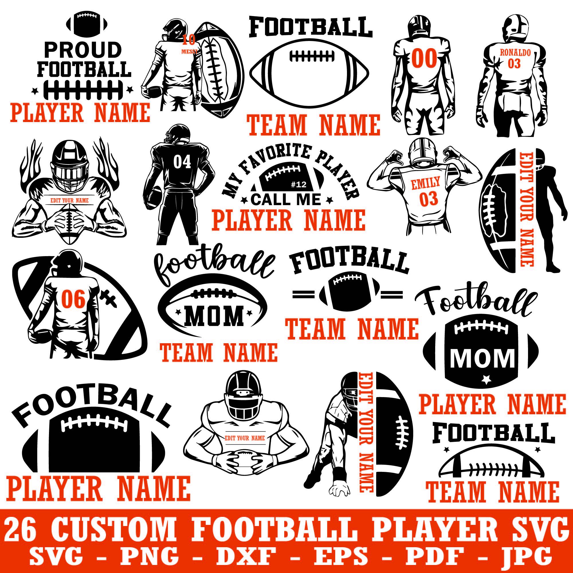 Custom Football Player Svg,football Svg,football Player Svg,football ...