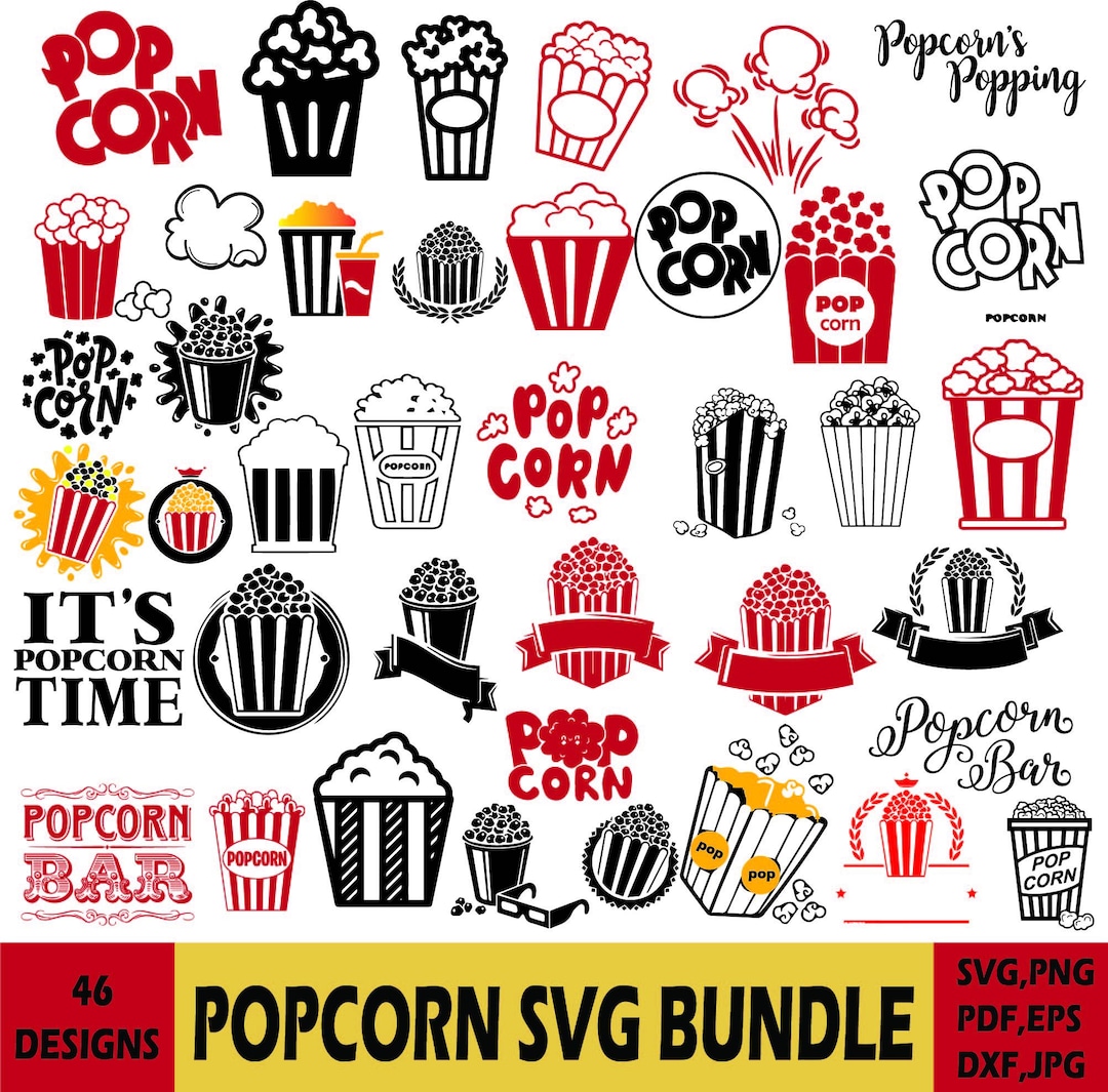 Popcorn Svg Bundle, Popcorn Png, Corn Svg, Popcorn Clipart, Movie ...