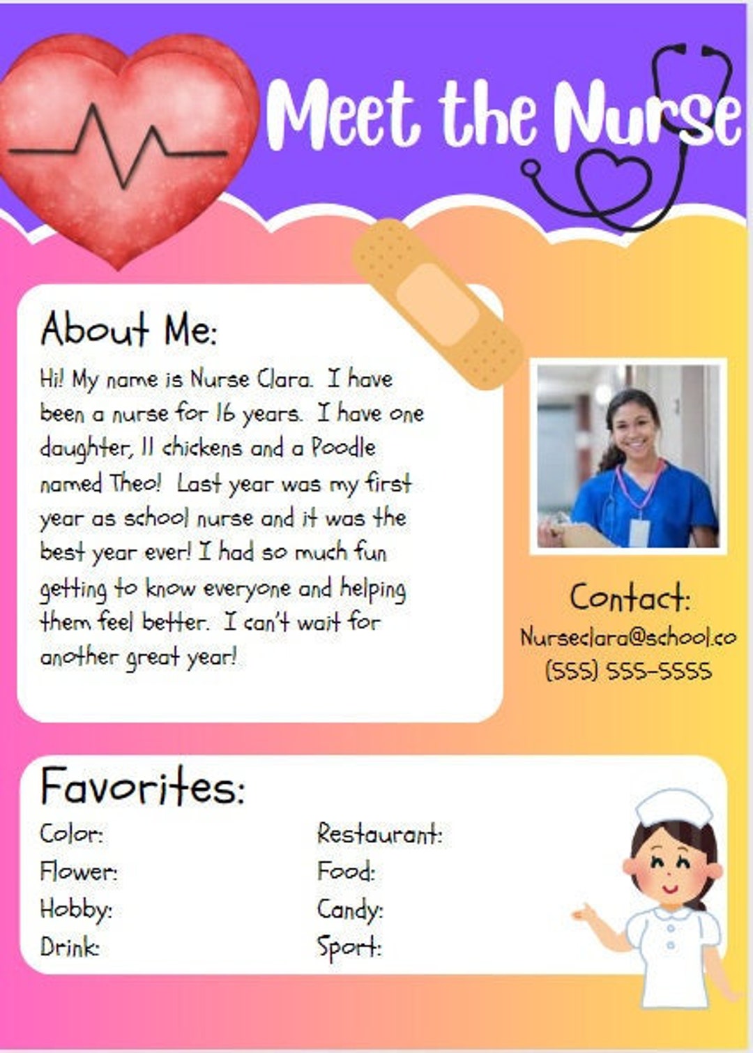 Meet Your School Nurse, Editable School Nurse Introduction Letter ...