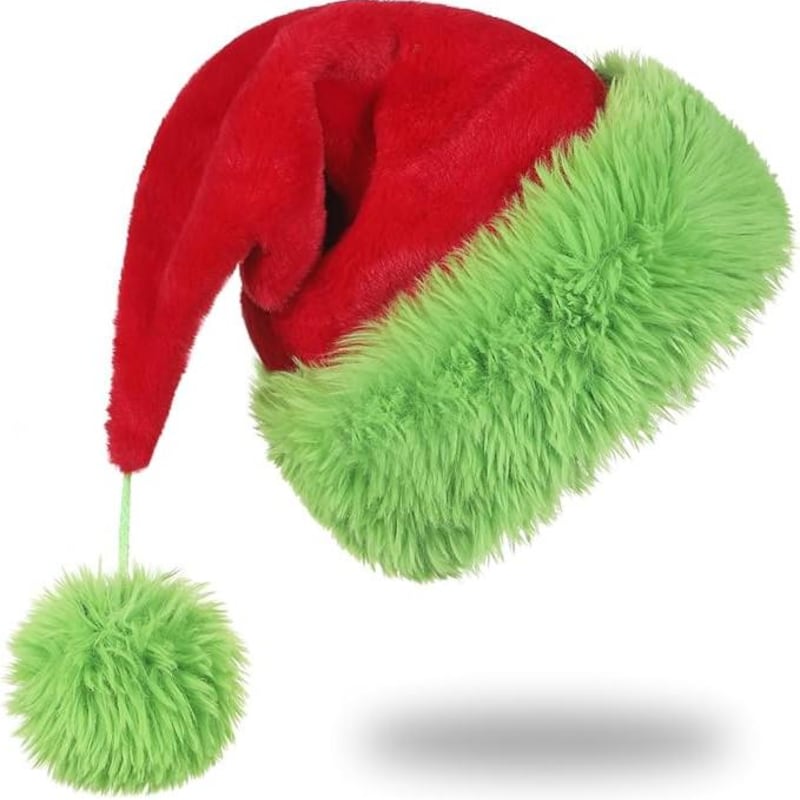 Green Faux Fur Santa Hat - Etsy UK